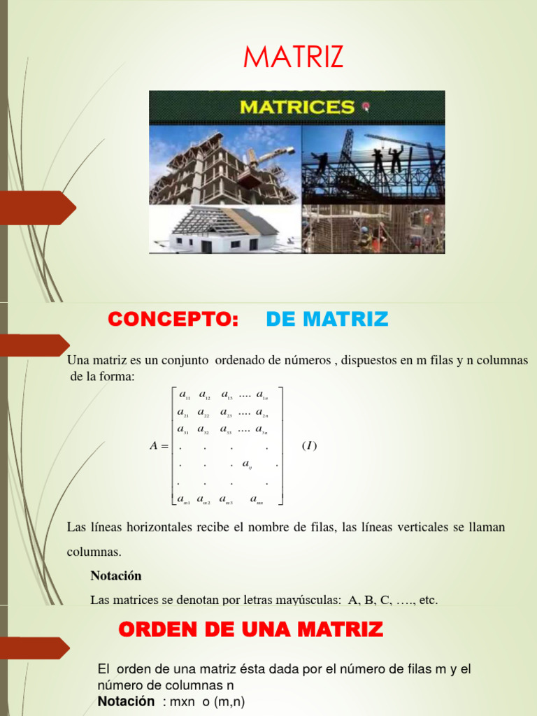 Sesión 1.1 Definión de Matrices, Tipos de Matrices AL | PDF | Matriz ...