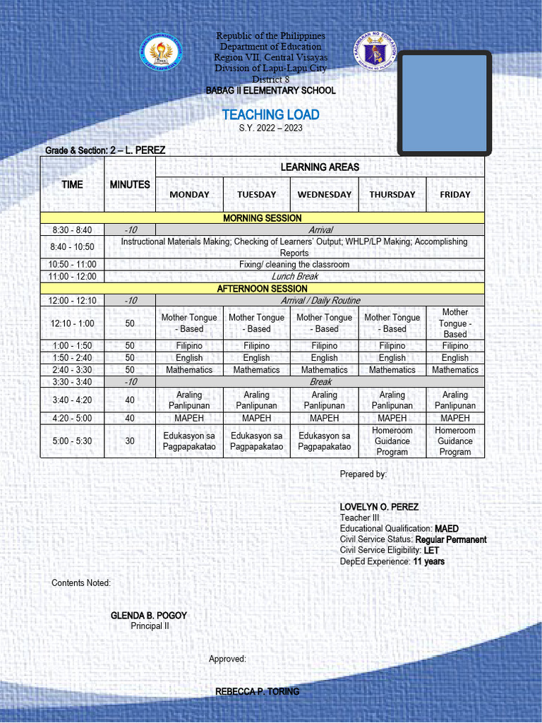 Grade 2 Class Program 2022-2023 | PDF | Teachers | Philippines