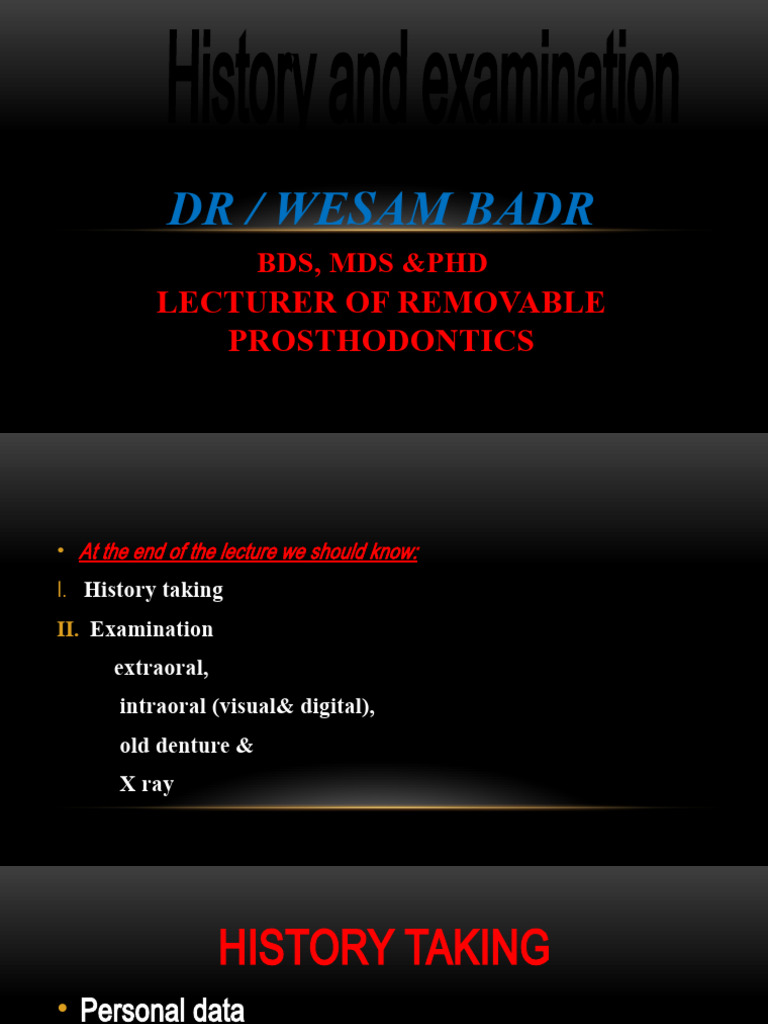 History DR Wesam Badr | PDF | Dentures | Lip