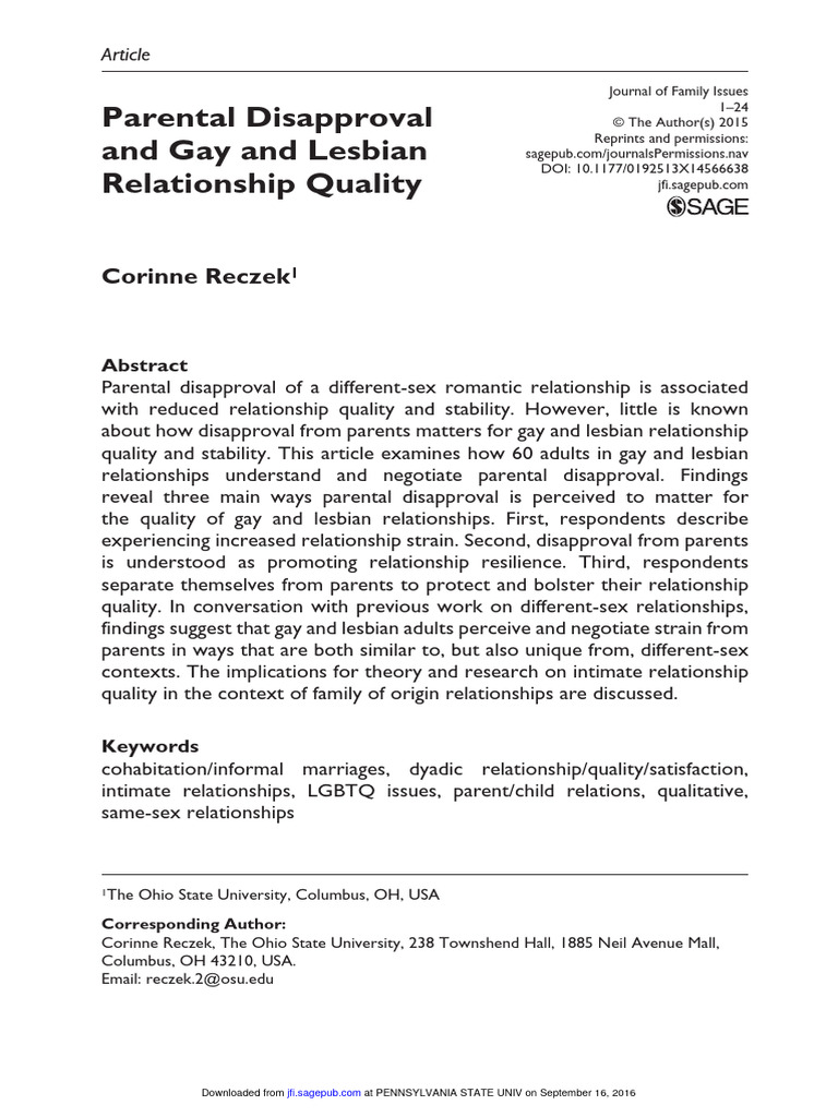 Parental Disapproval | PDF | Qualitative Research | Lesbian
