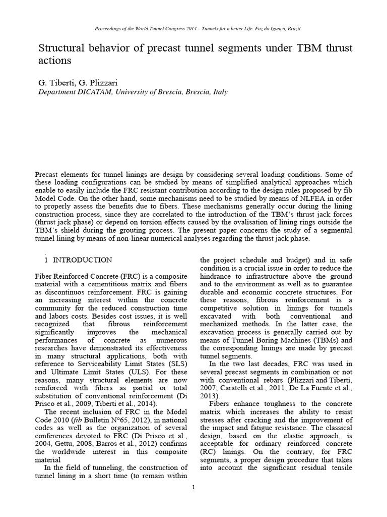 1-Structural Behavior of Precast Tunnel Segments Under TBM Thrust ...