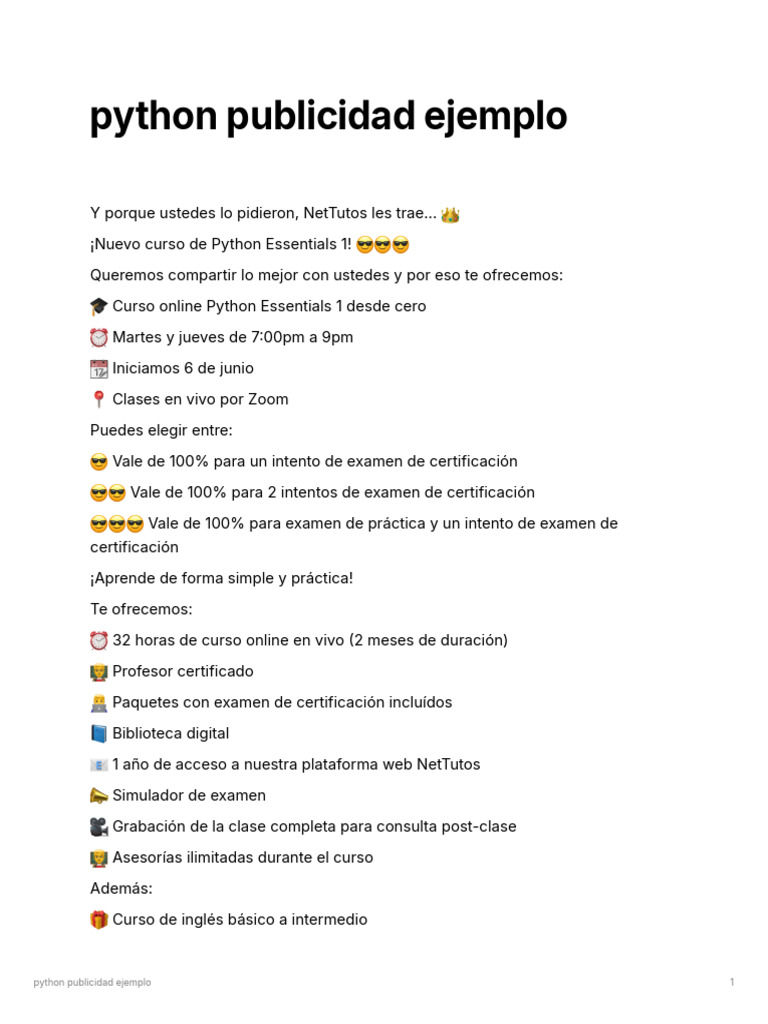 Python Publicidad Ejemplo | PDF