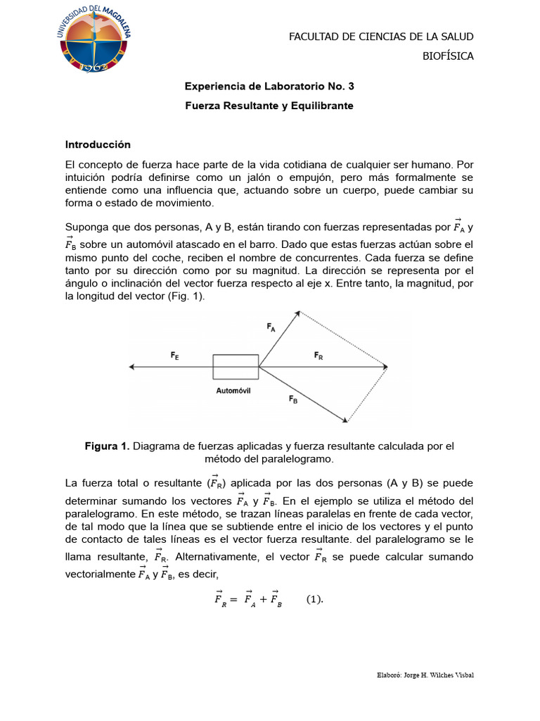 3. Guia de Laboratorio Fuerza Resultante.docx | PDF | Vector Euclidiano | Fuerza
