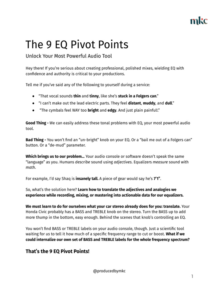 The 9 EQ Pivot Points - MKC | Download Free PDF | Equalization (Audio ...