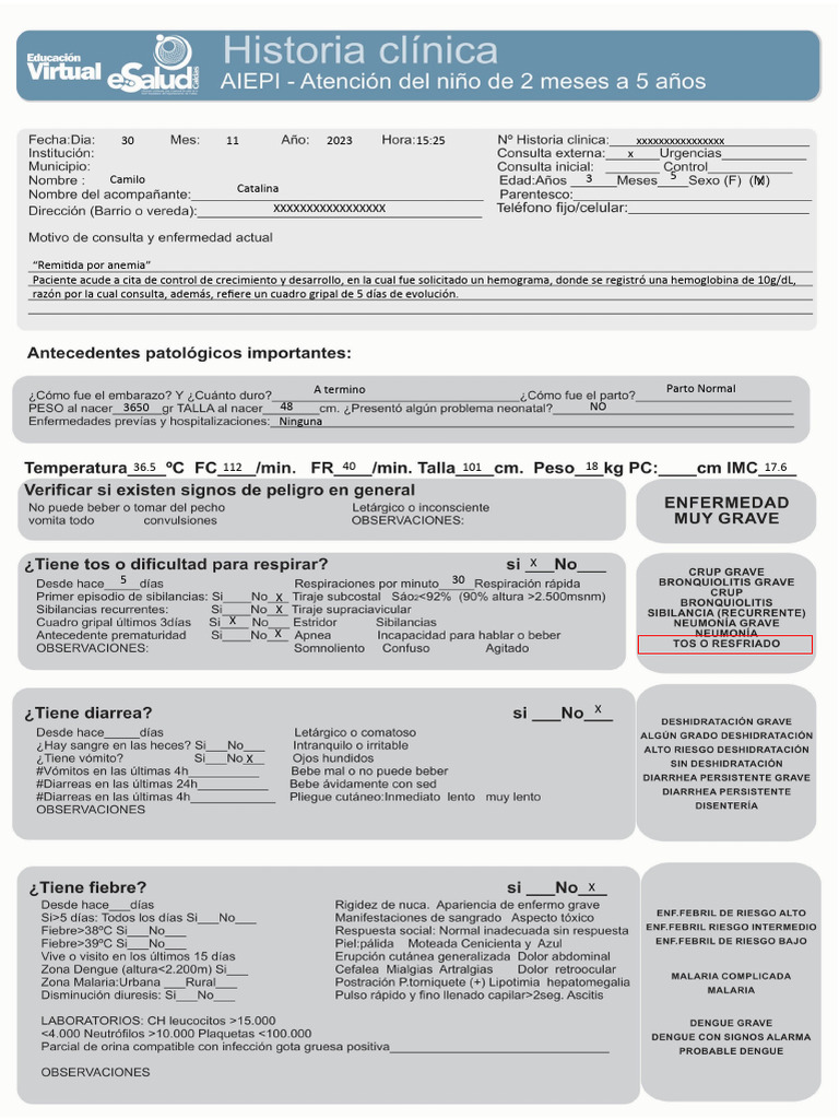 Historia Clínica AEIPI 2 Meses A 5 Años | Descargar gratis PDF | Medicina CLINICA | Enfermedades ...