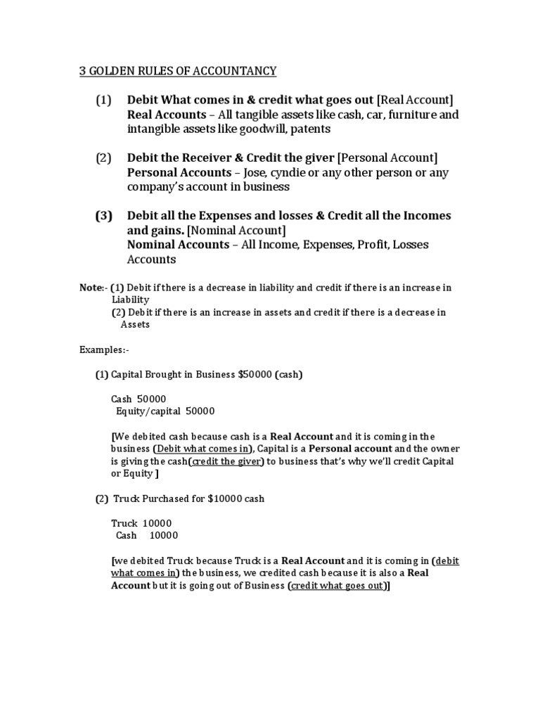 Three Golden Rules of Accounting | PDF | Debits And Credits | Expense