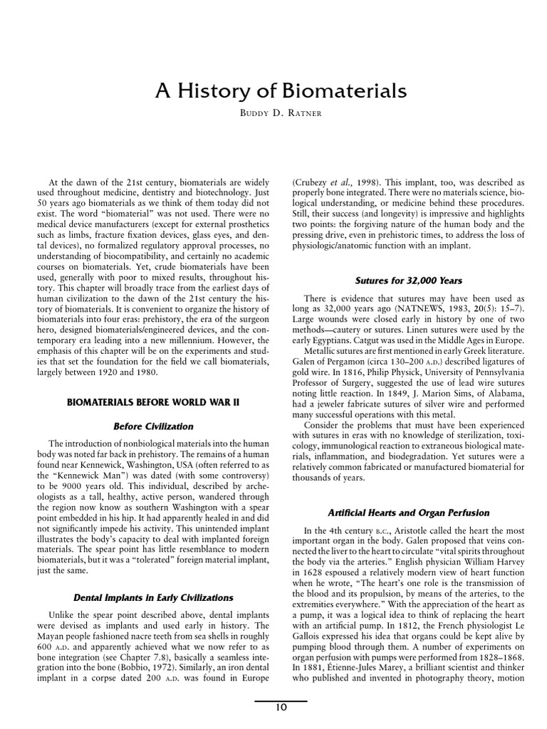 history of biomaterial | PDF | Biomaterial | Medicine