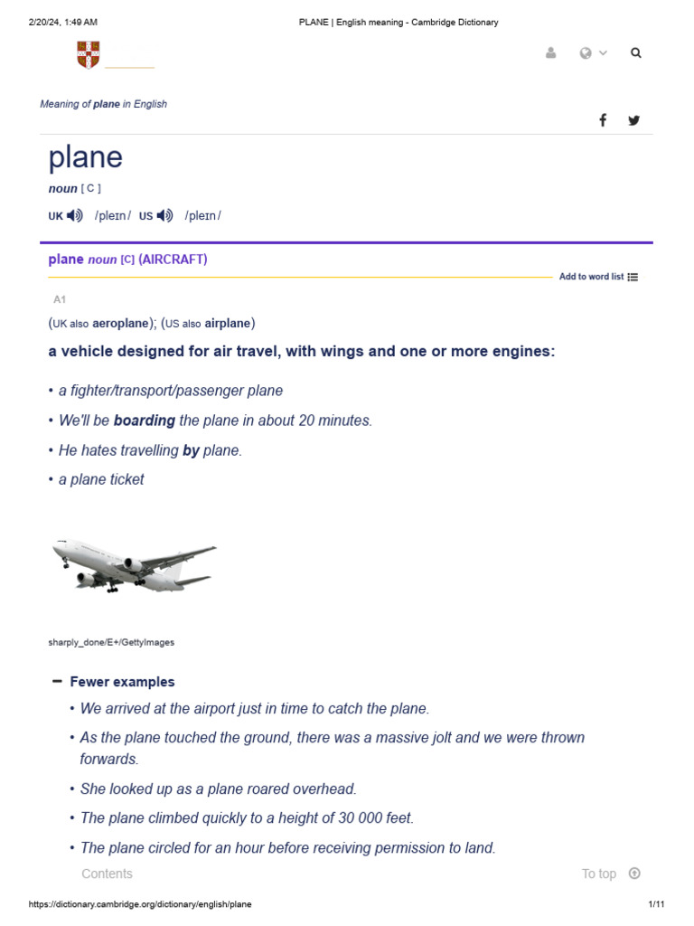Plane | PDF | English Language | Vocabulary