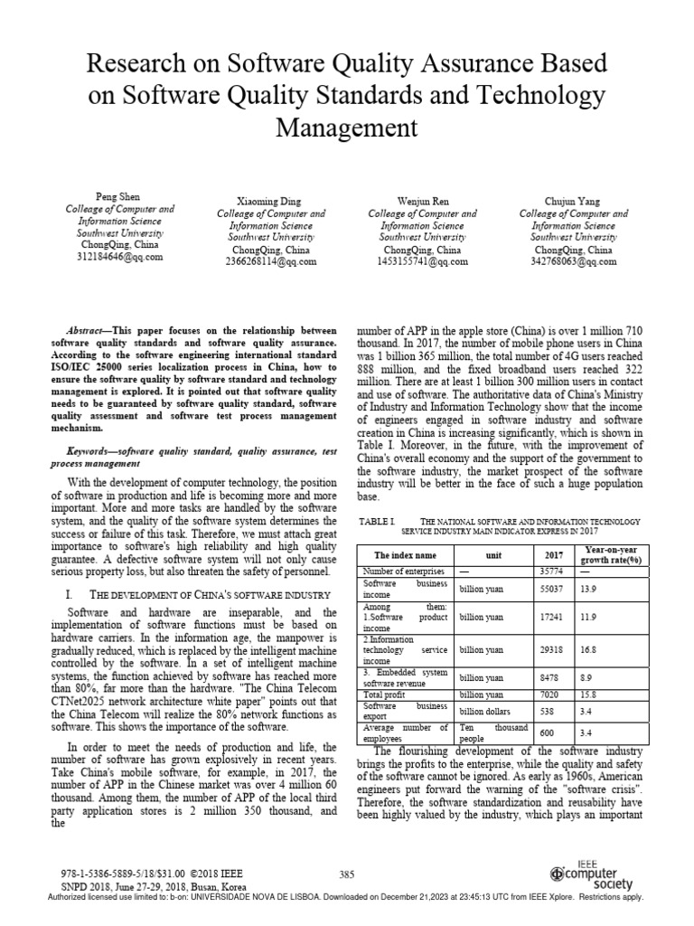 Research On Software Quality Assurance Based On Software Quality ...