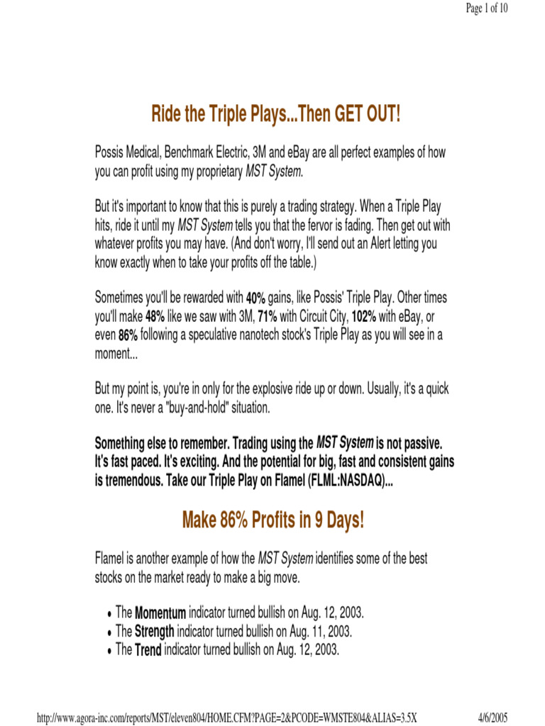 Ride The Triple Plays... Then GET OUT! | Download Free PDF | Stocks ...