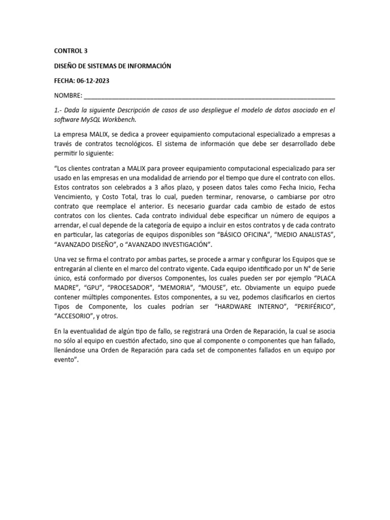 Modelo de Datos y Consultas SQL | PDF | Hardware de la computadora | Tecnologías de la información