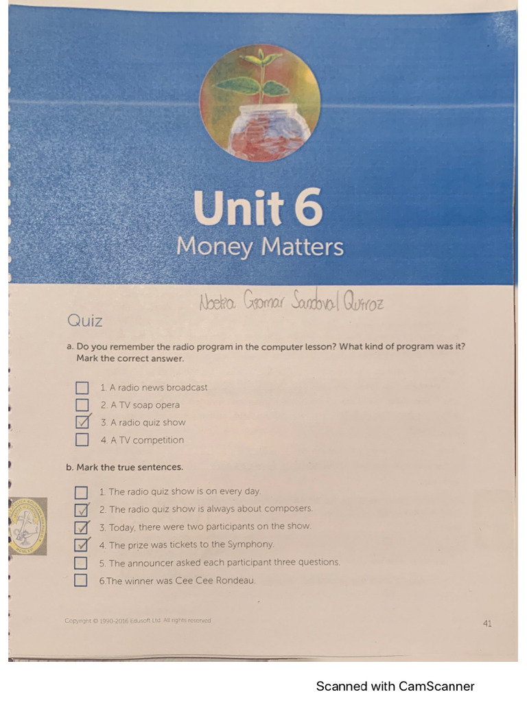 Workbook Unit 6 | PDF