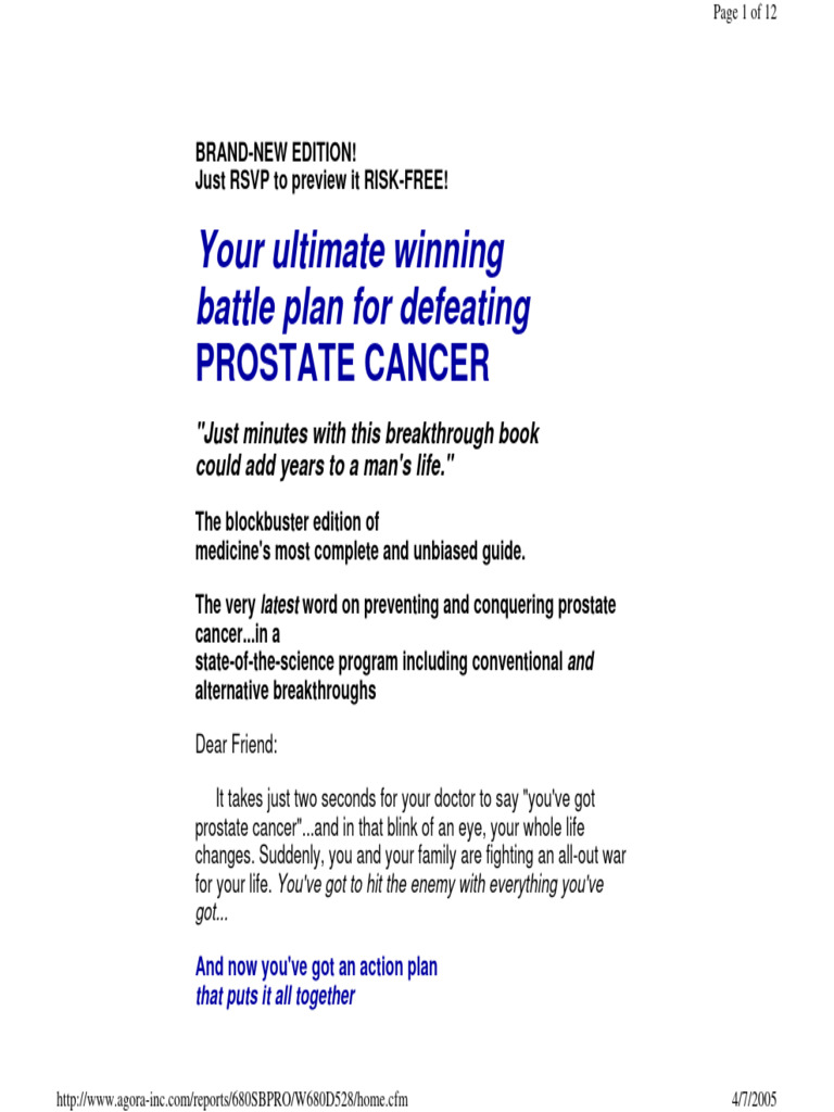 Your Ultimate Winning Battle Plan For Defeating: Prostate Cancer | PDF ...