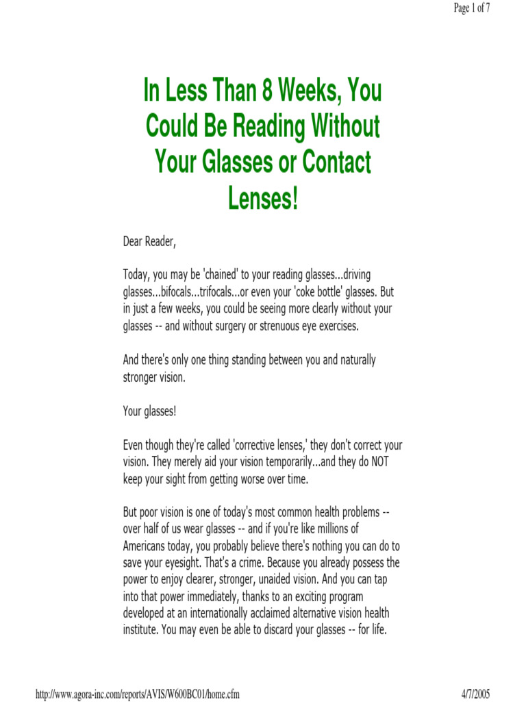 In Less Than 8 Weeks, You Could Be Reading Without Your Glasses or Contact Lenses! | Download ...
