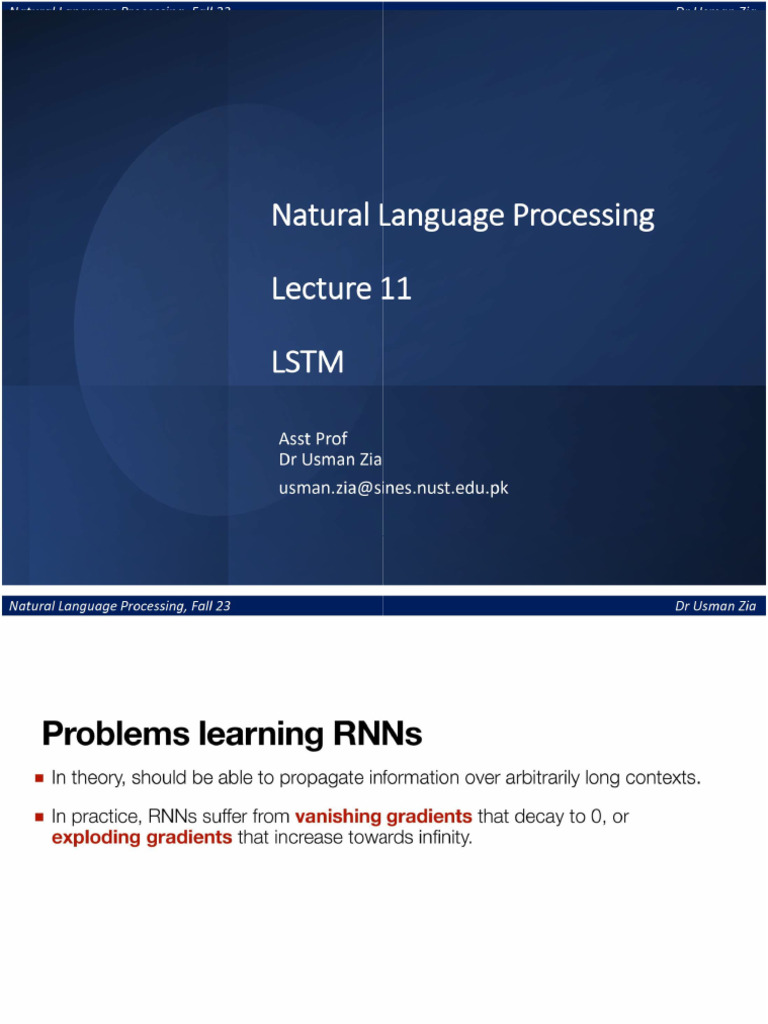 Lecture 11 - LSTM | PDF