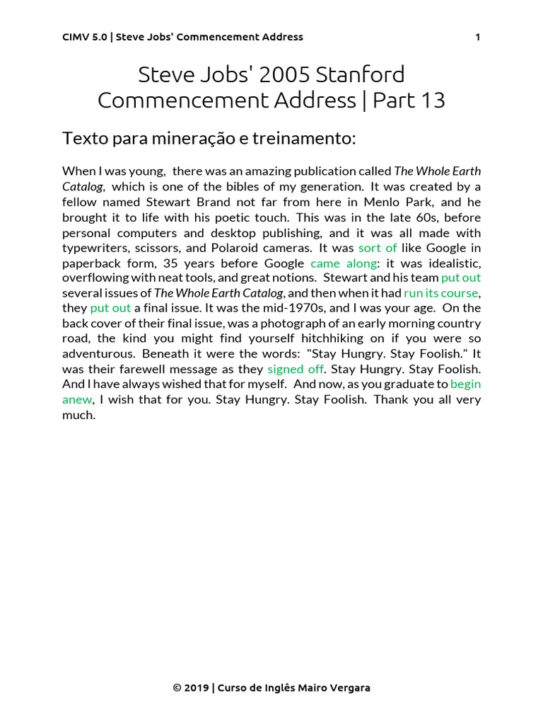 PDF Steve Jobs Commencement Address 013-2 | PDF | Publications ...