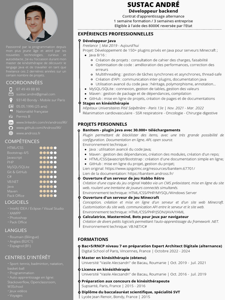 Développeur Java en alternance | PDF | Java (Langage de programmation) | Internet