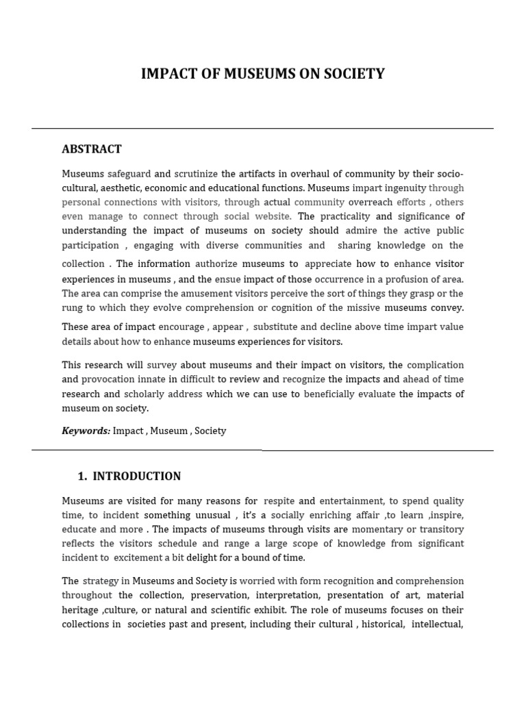Paper Imapct of Museums | PDF | Museum | Community