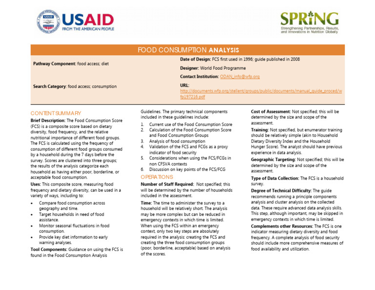 Spring Food Consumption Analysis | PDF | Data Analysis | Consumption (Economics)