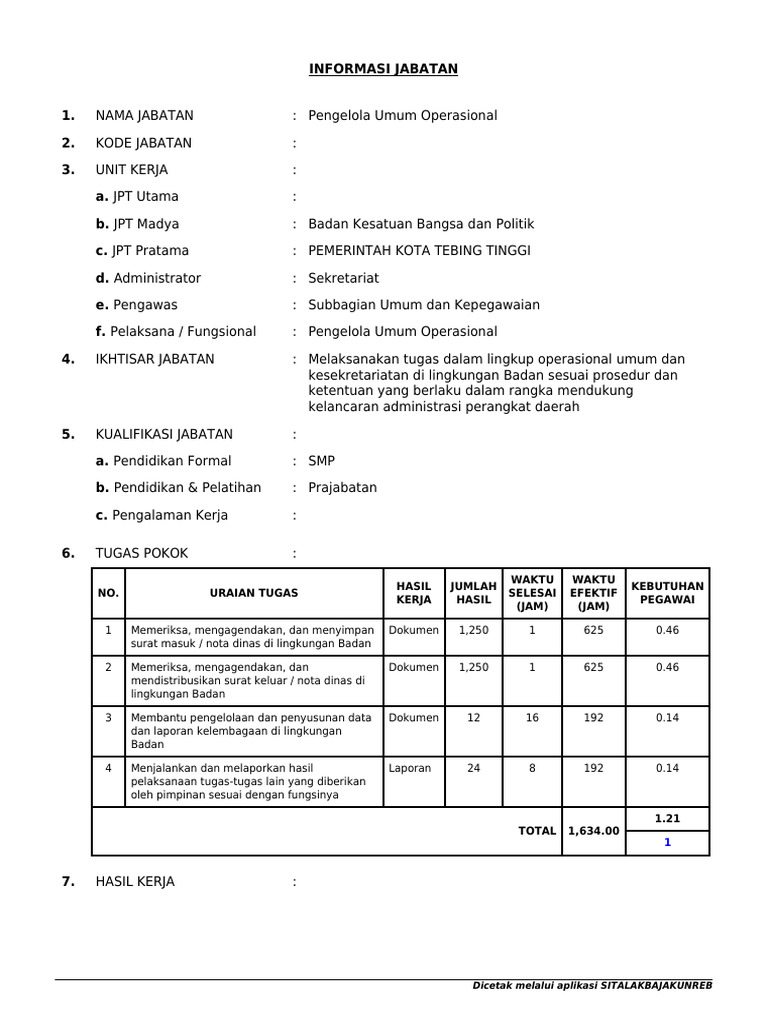 Informasi Jabatan - Pengelola Umum Operasional | PDF