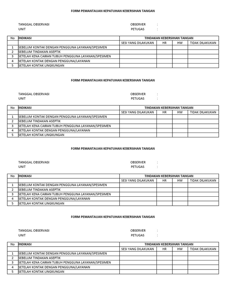 Form Pemantauan Inm | PDF
