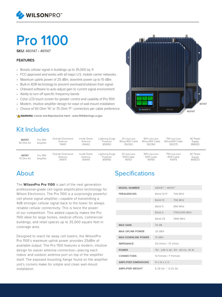 Pro1100 Kit Ss Rev01 100719 | PDF | Amplifier | Antenna (Radio)
