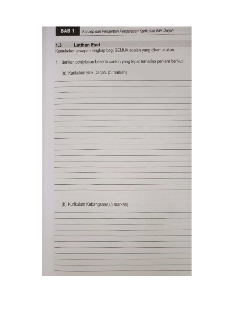 Latihan Esei Bab 1 | PDF