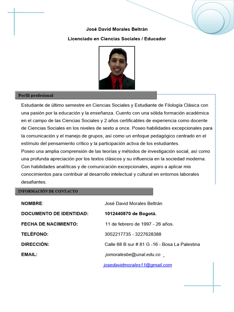 José David Morales 1012440870 | PDF | Maestros | Bogotá