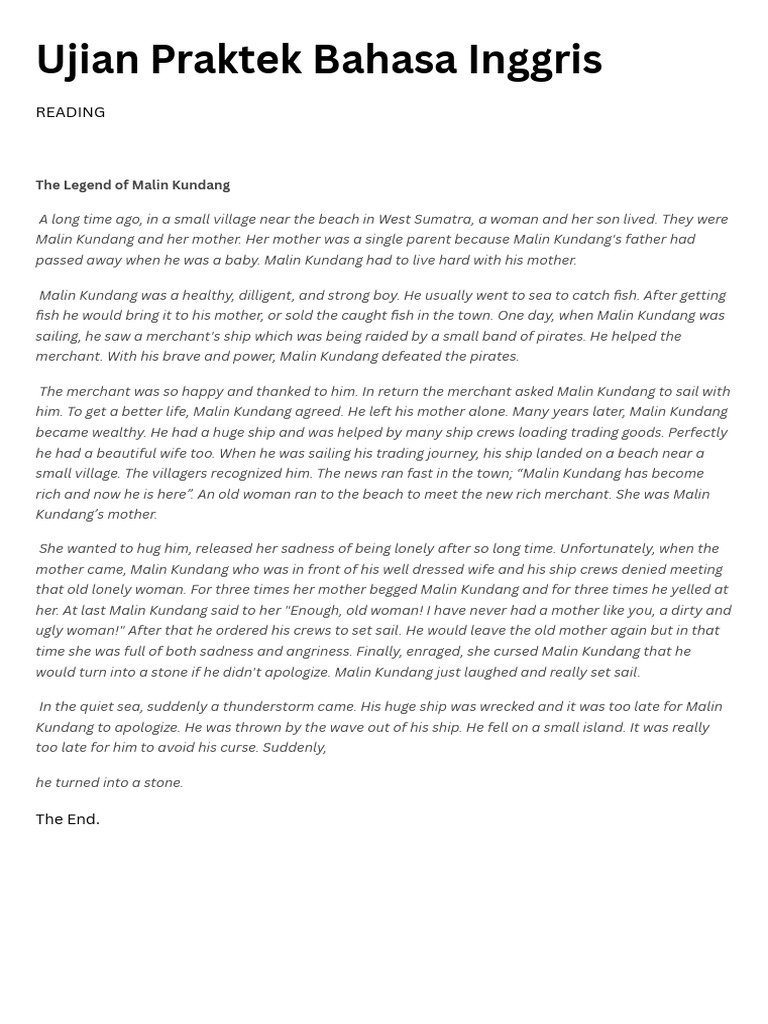 Ujian Praktek Bahasa Inggris | PDF | Poetry