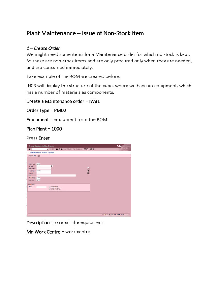 001 Issue of Non-Stock Item To PM Order | PDF