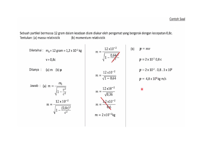 3.contoh Soal Massa Dan Momentum Relativistik | PDF