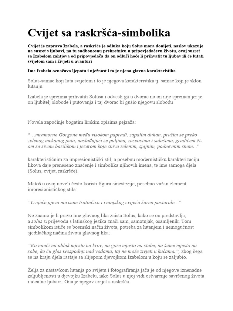 Cvijet Sa Raskršća, Matoš | PDF