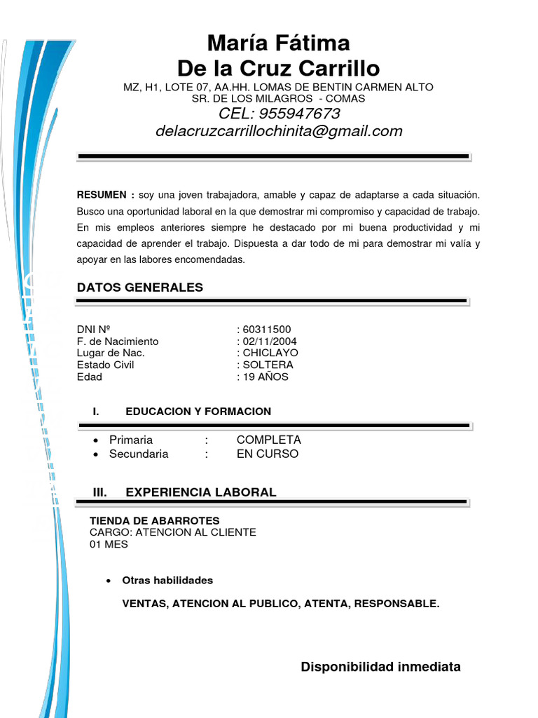 CV MARIA FSATIMA | PDF