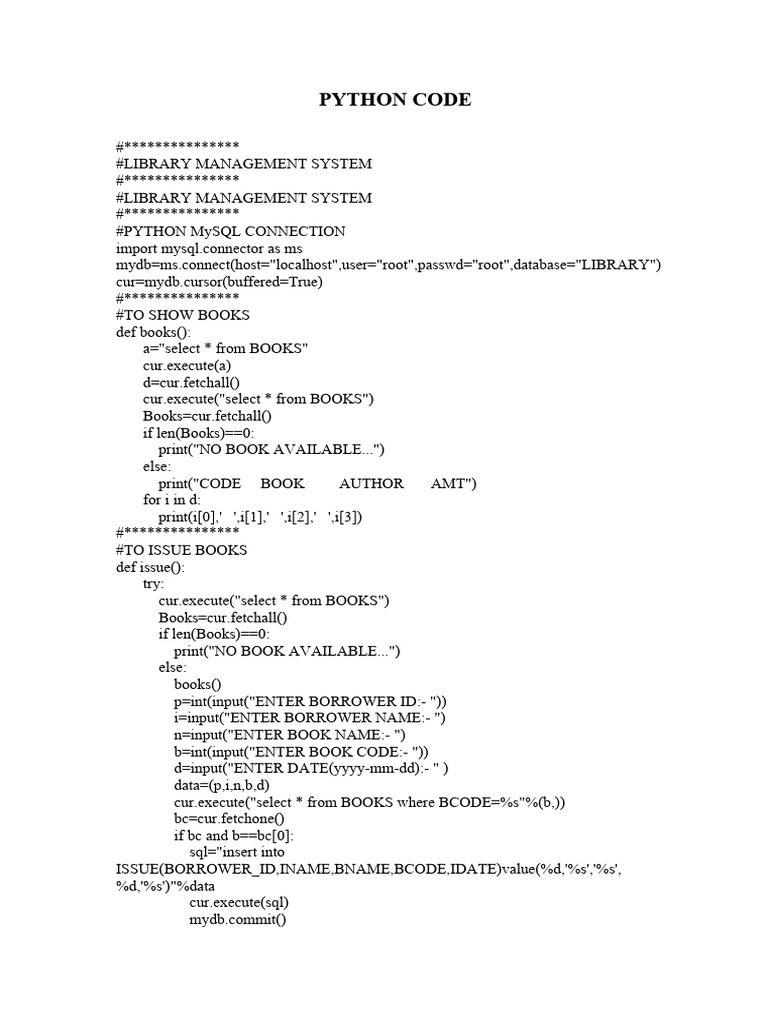 Python Library Management System Code | PDF | Information Technology | Computer Data