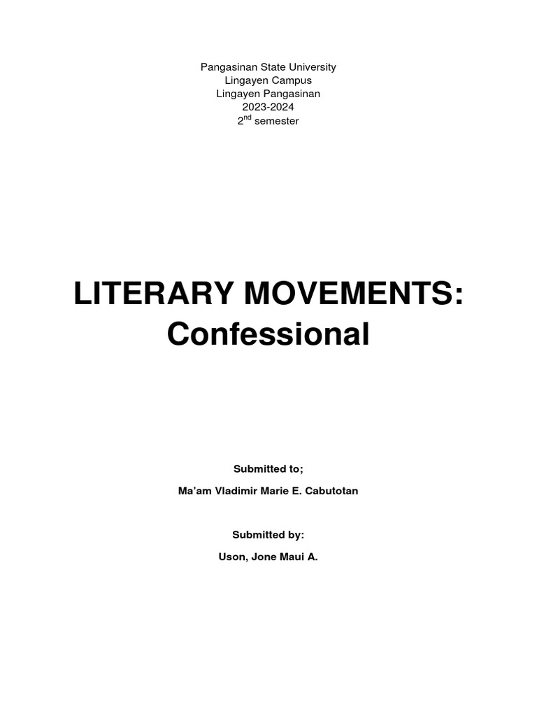 Confessional Literary Movement | PDF | Sylvia Plath | Poetry