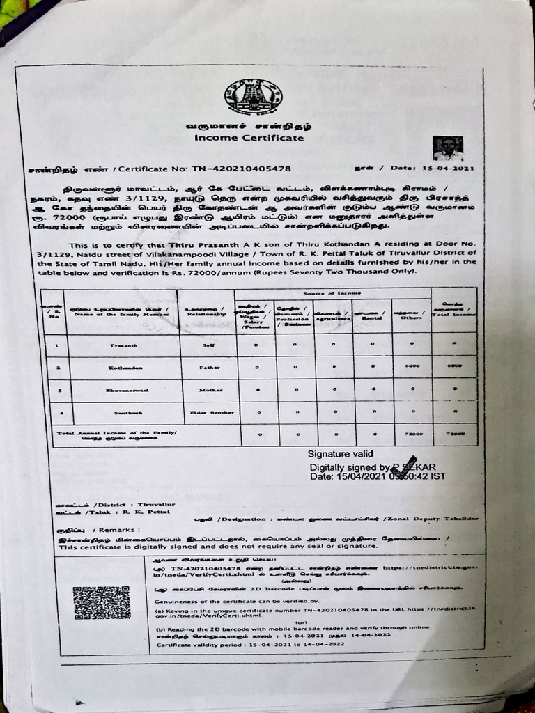 Income Certificate Pdf Written Communication Authentication