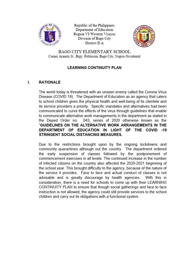 Learning Continuity Plan Final | PDF | Educational Technology | Teachers