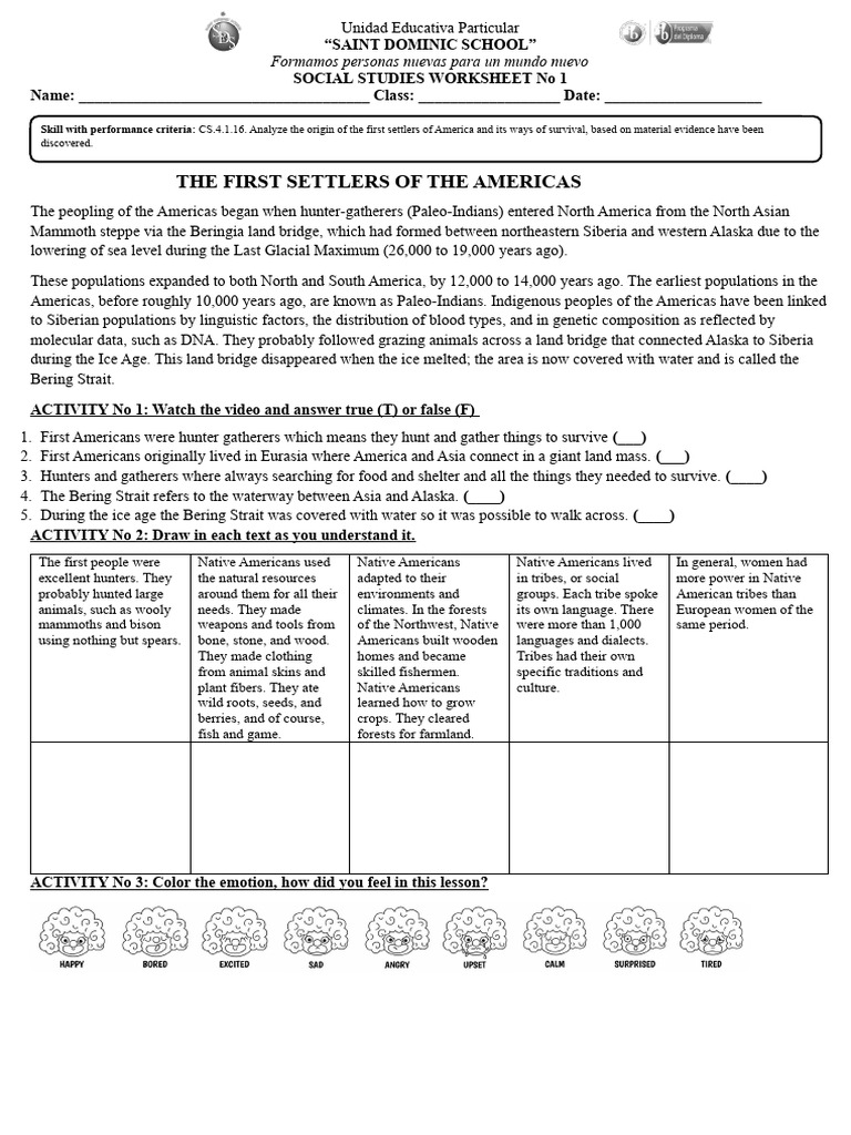 First Settlers of the Americas | PDF