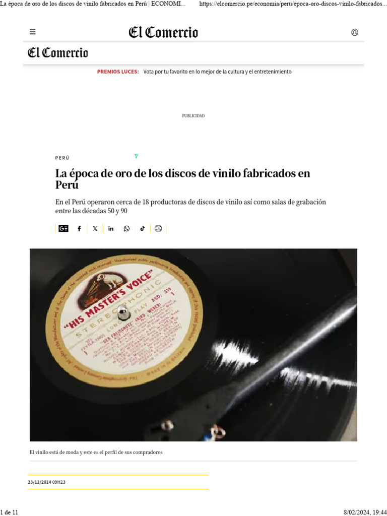 La Época de Oro de Los Discos de Vinilo Fabricados en Perú ECONOMIA EL COMERCIO PERÚ | PDF | Perú