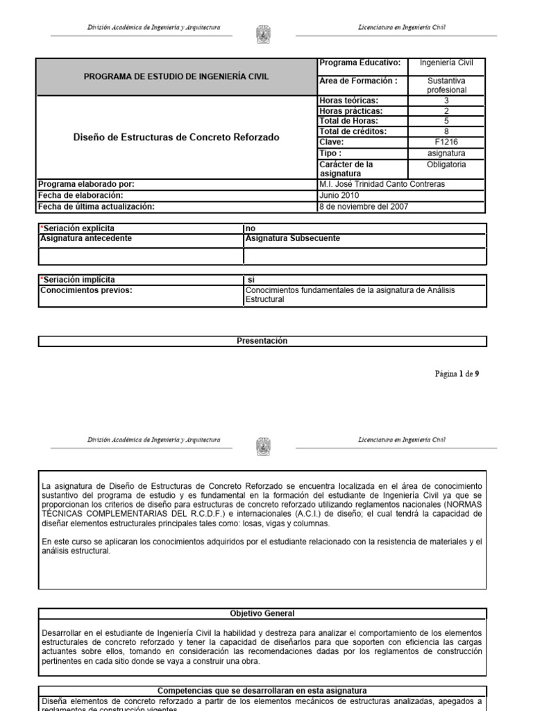 Diseño de Estructuras de Concreto Reforzado | PDF | Hormigón | Evaluación
