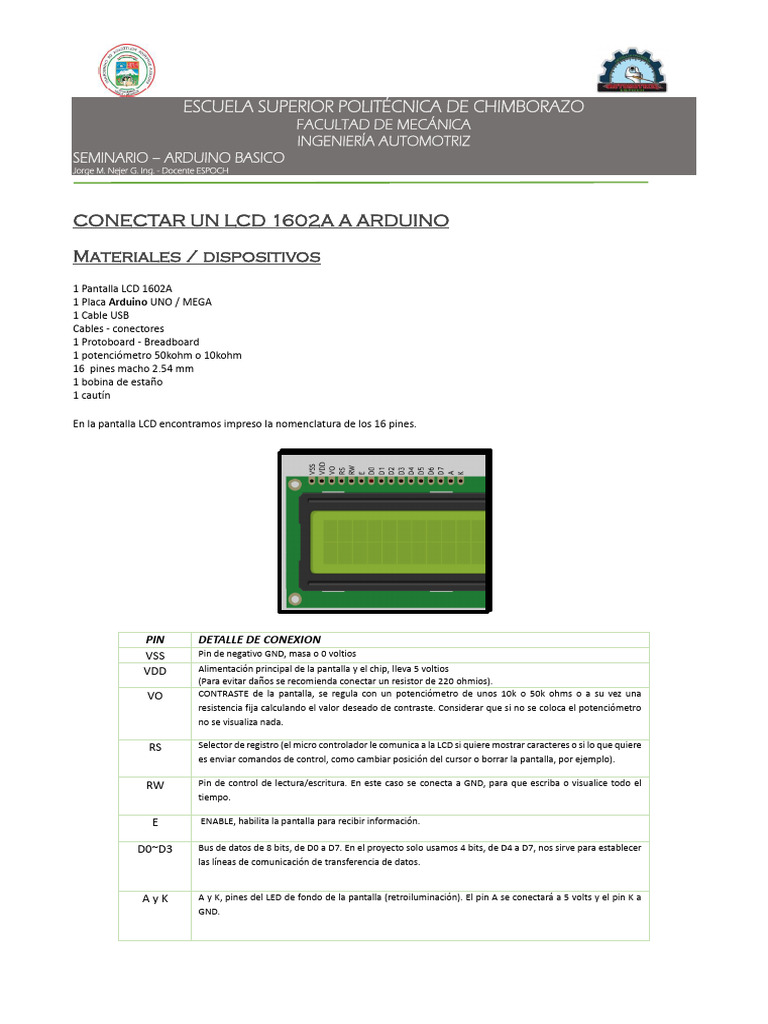 Lcd A Arduino Pdf Arduino Resistor 6147