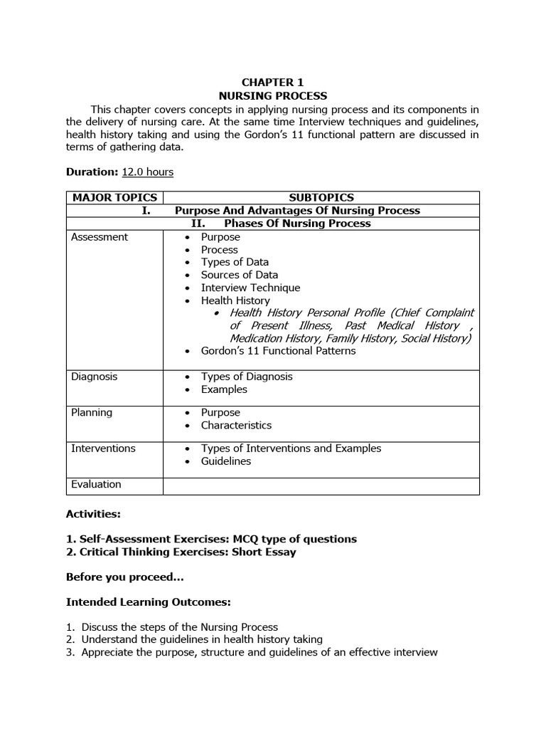 Chapter 1 Nursing Process Pdf Medical Diagnosis Nursing
