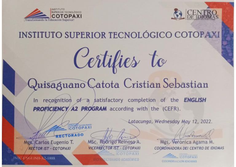 Certificado de Ingles | PDF