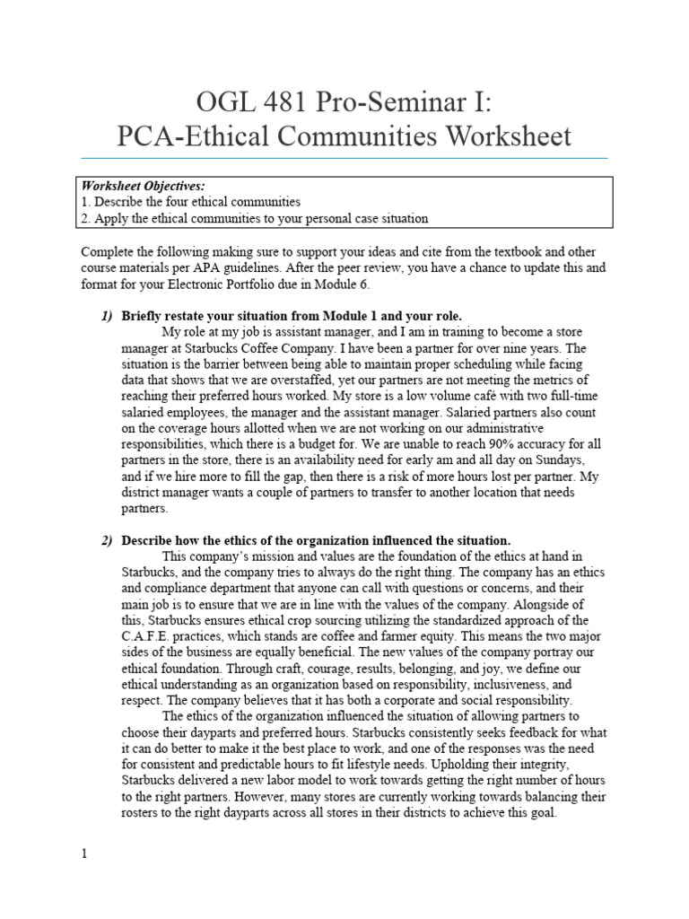 Ethical Frameworks in Starbucks Management | PDF | Cost Of Living ...