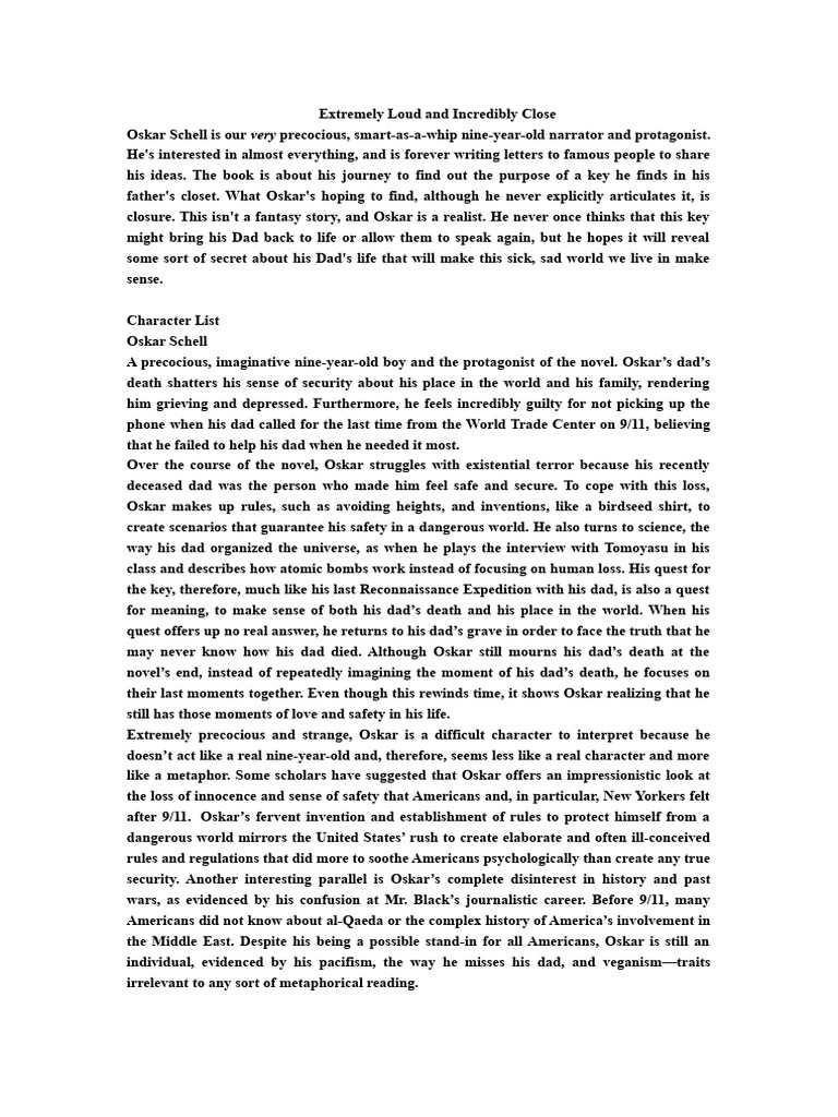 Extremely Loud and Incredibly Close | PDF