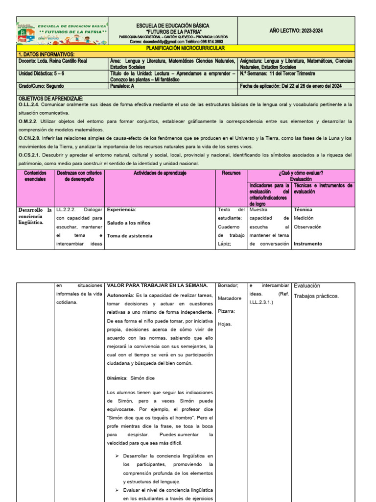 PLANIFICACION 2DO GRADO SEMANA 11 TERCER TRIMESTRE | PDF | Evaluación ...