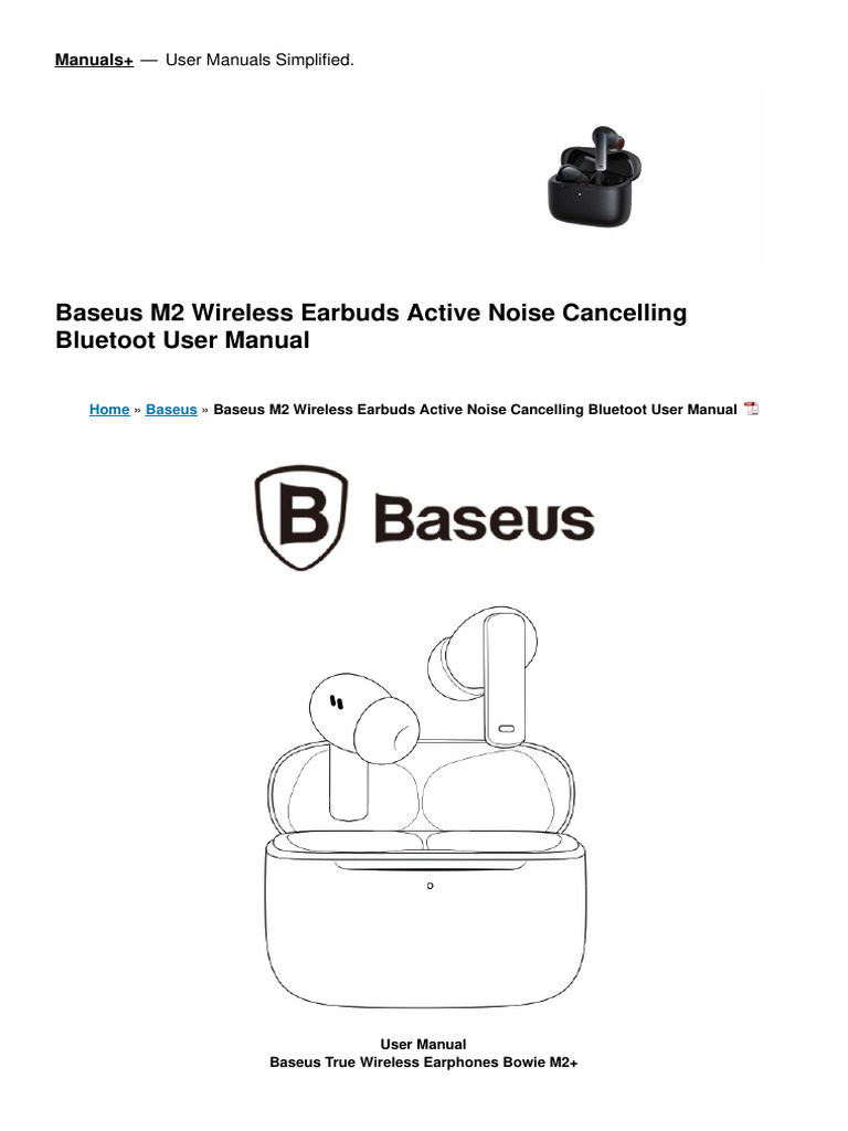 m2 Wireless Earbuds Active Noise Cancelling Bluetoot Manual | Download ...