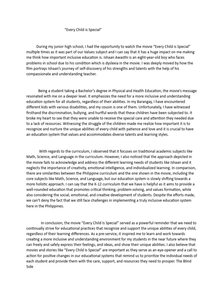 Every Child Is Special | PDF | Inclusion (Education) | Cognitive Science