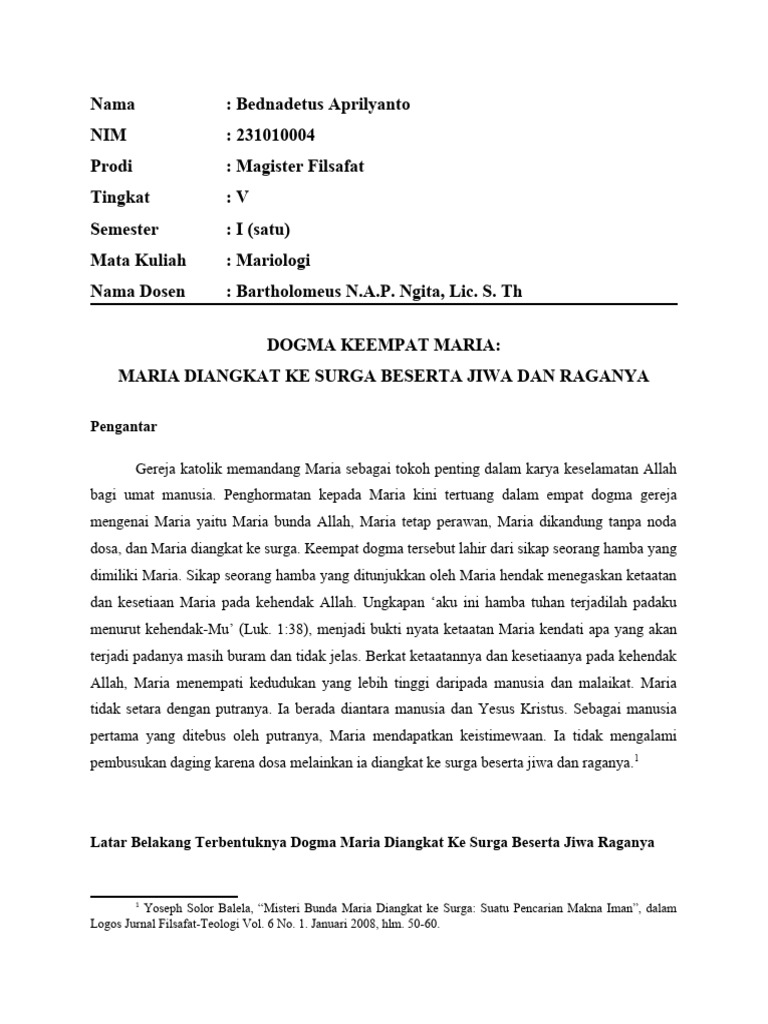 Dogma Maria Diangkat ke Surga | PDF | Ilmu Sosial | Filsafat