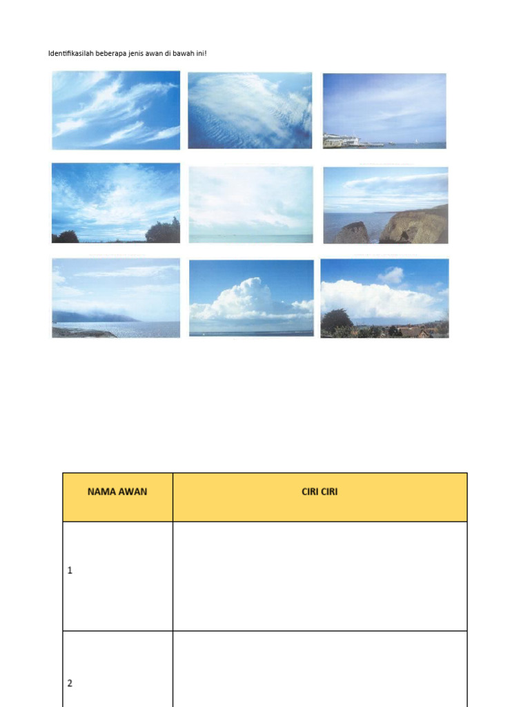 LKPD Identifikasi Jenis Awan | PDF